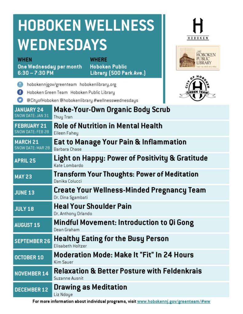 Free Things to Do in Hoboken: Wellness Wednesdays at the Public Library ...